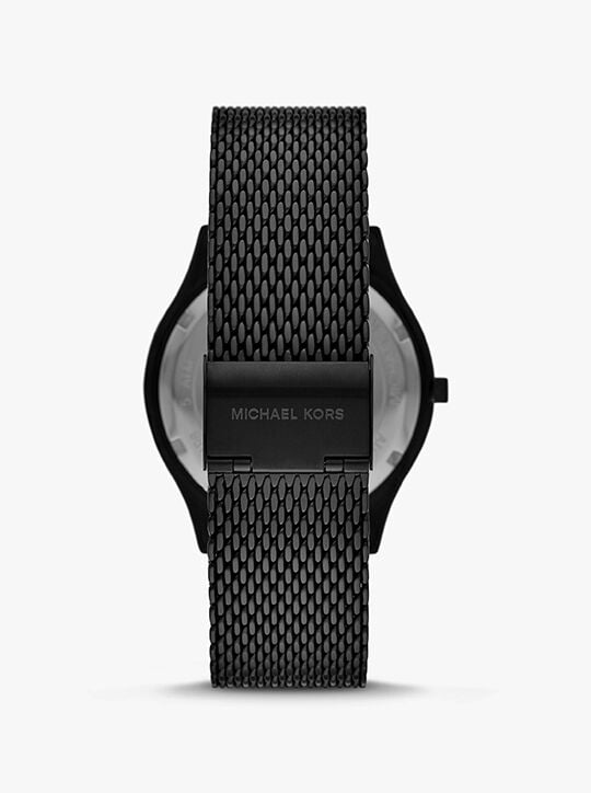 Michael Kors Runway Three-Hand Black Stainless Steel Mesh Watch and ...