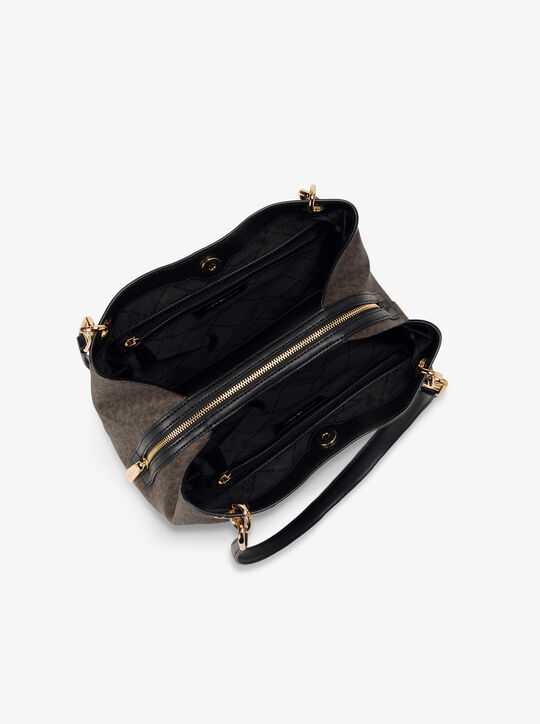 Kensington Large Signature Logo Tote Bag, BROWN/BLK | Michael Kors KWT