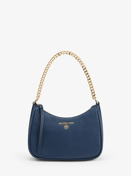 Jet Set Charm Small Pebbled Leather Pochette, NAVY | Michael Kors KWT
