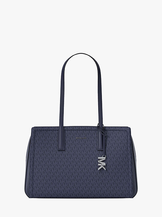 Laila Medium Signature Logo Tote Bag, MIDNIGHT | Michael Kors KWT